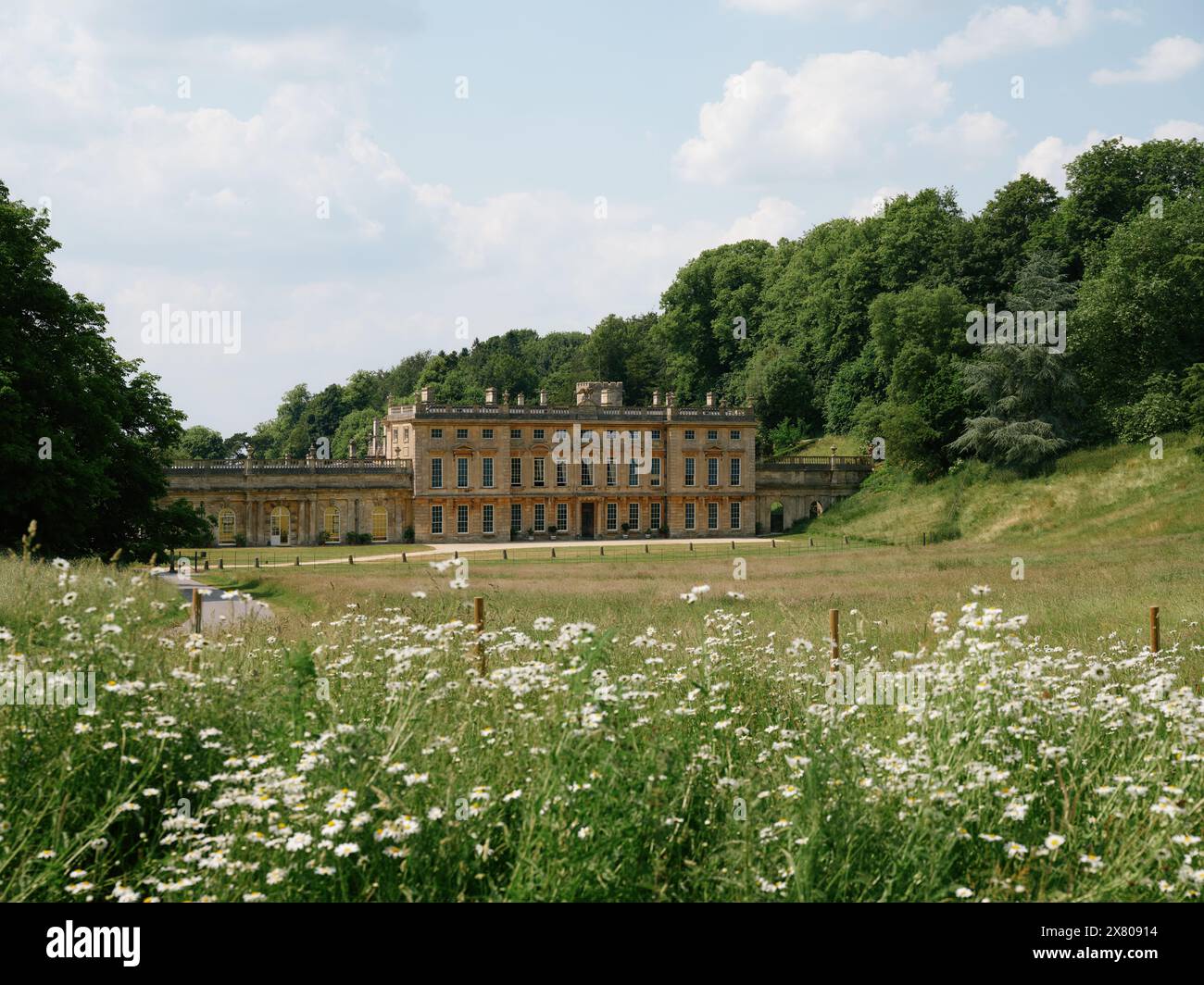 A beautiful summer day at Dyrham Park baroque English country house in ...