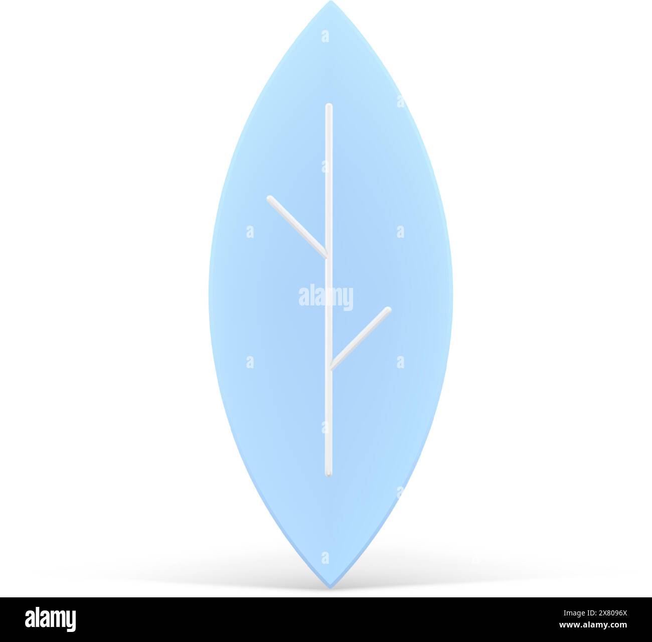 Blue 3d leaf. Volumetric design with white veins. Decor of spring and ...