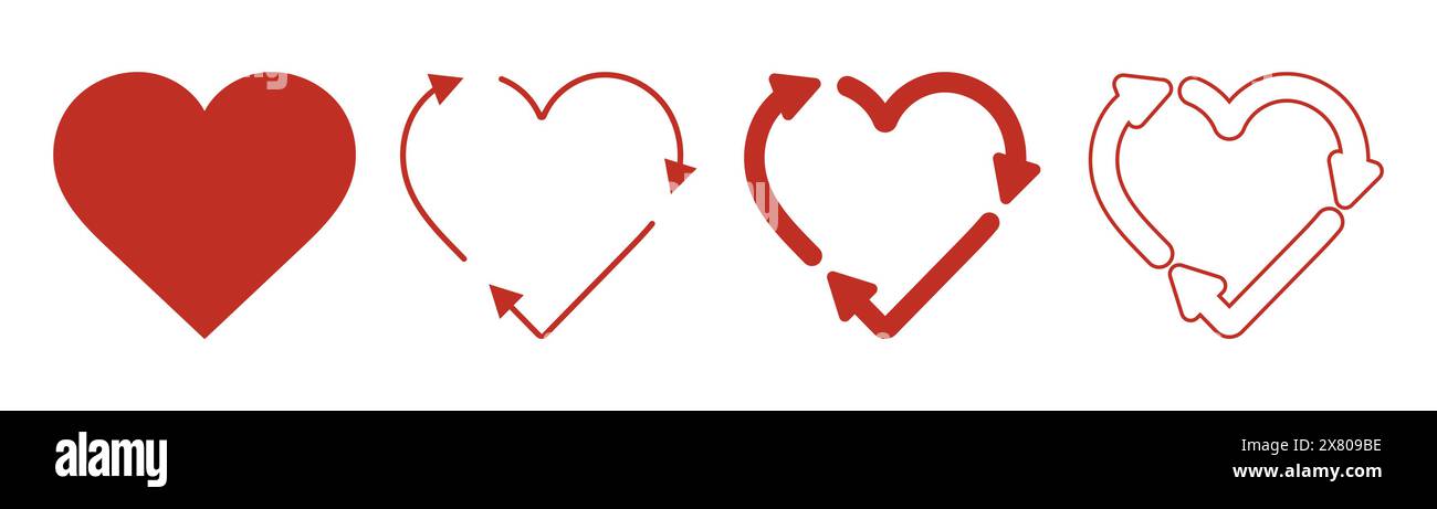 Heart shaped recycling icon on transparent background Stock Vector ...