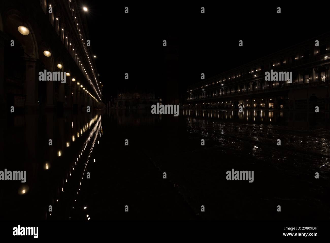Venice, Italy - March 17, 2024: night view if Piazza San Marco, sea ...