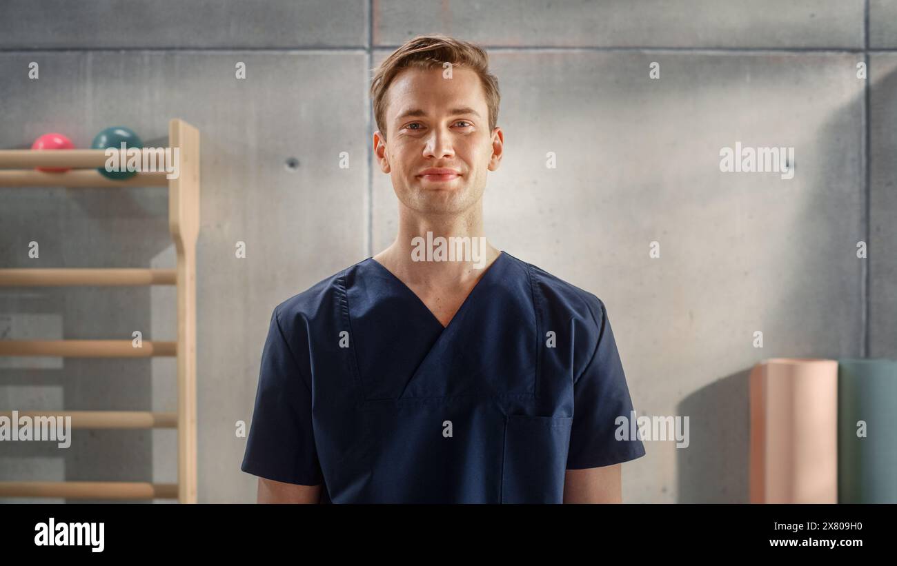 Portrait of a Handsome Professional Male Nurse in Uniform Standing and ...