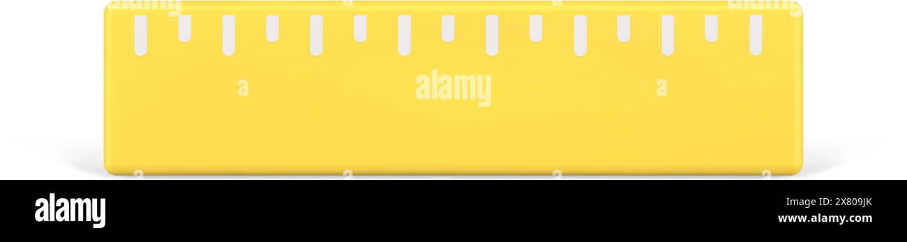 Yellow 3d ruler icon vector illustration. Plastic volumetric tool for ...