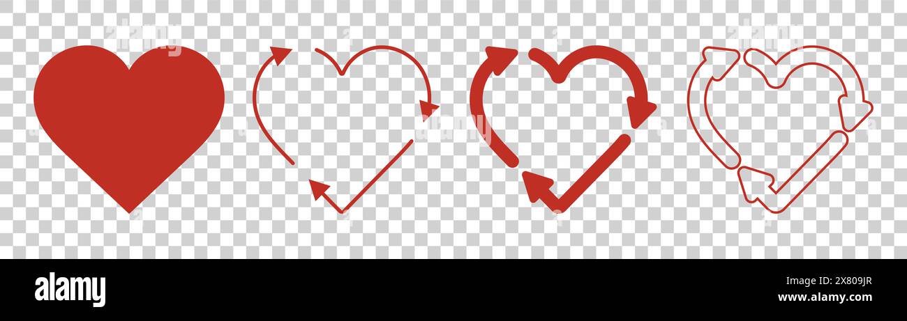 Heart shaped recycling icon on transparent background Stock Vector ...