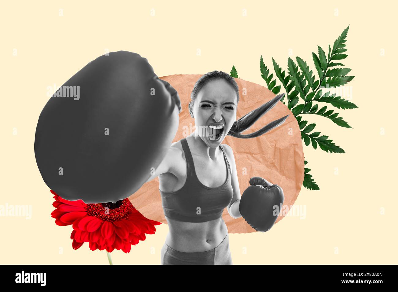 Composite trend artwork 3D sketch image photo collage of black white ...