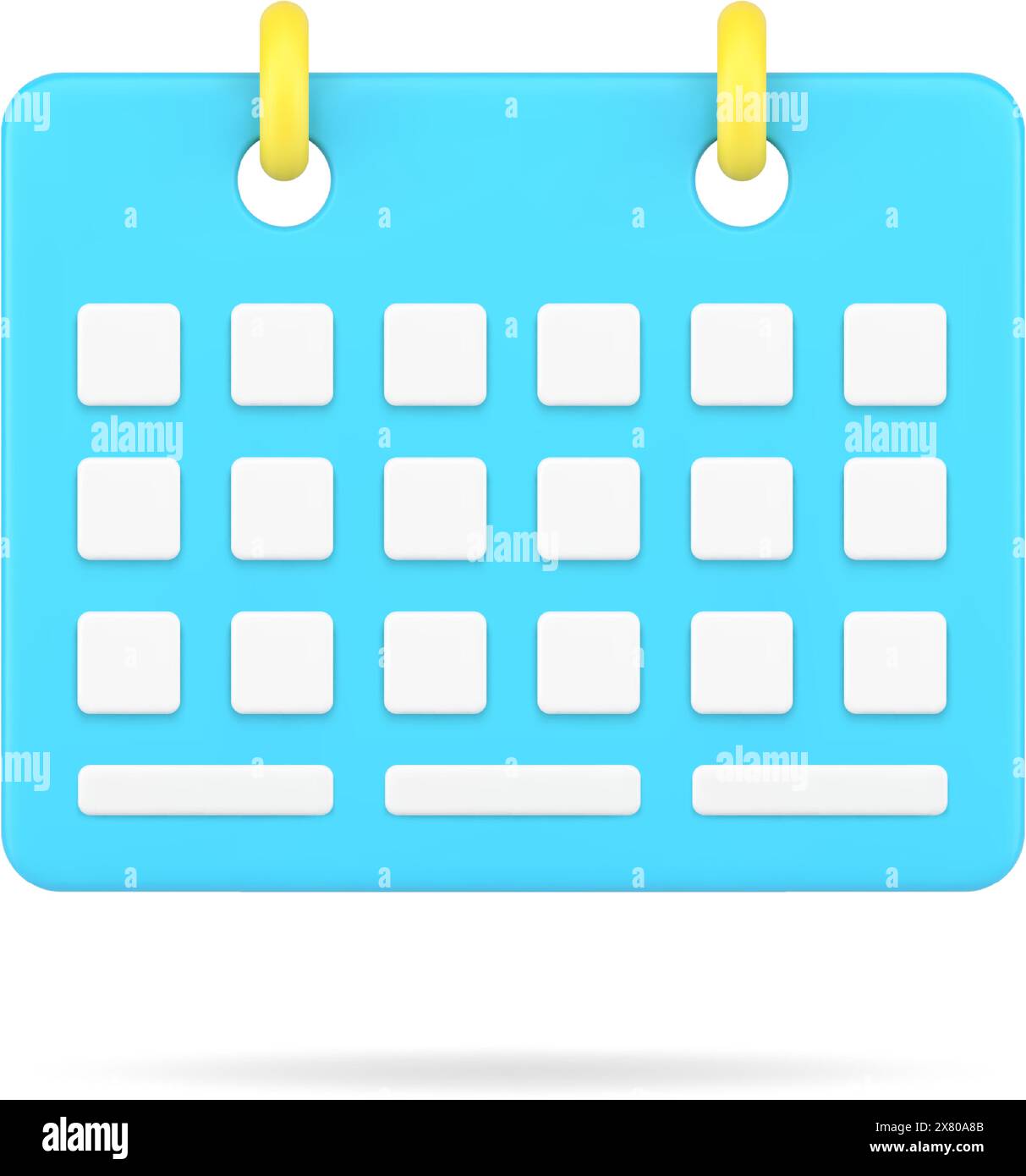 Desktop business organizer 3d icon. Blue sheet with date cells and ...