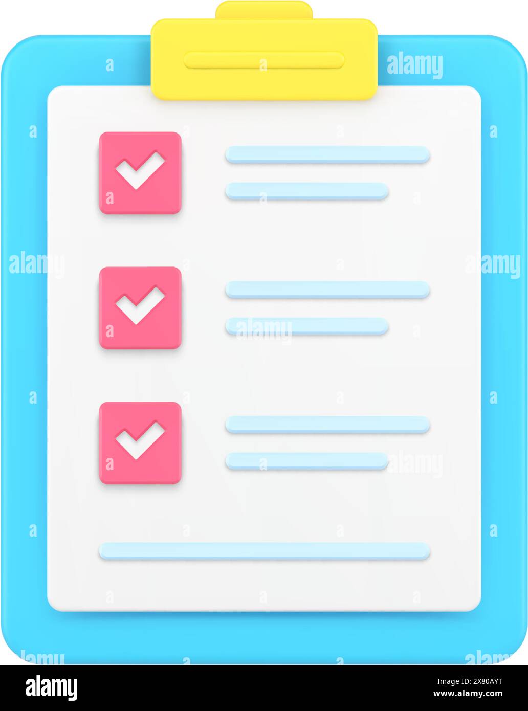 Folder tablet with tests 3d icon. Questionnaire sheet with text and ...