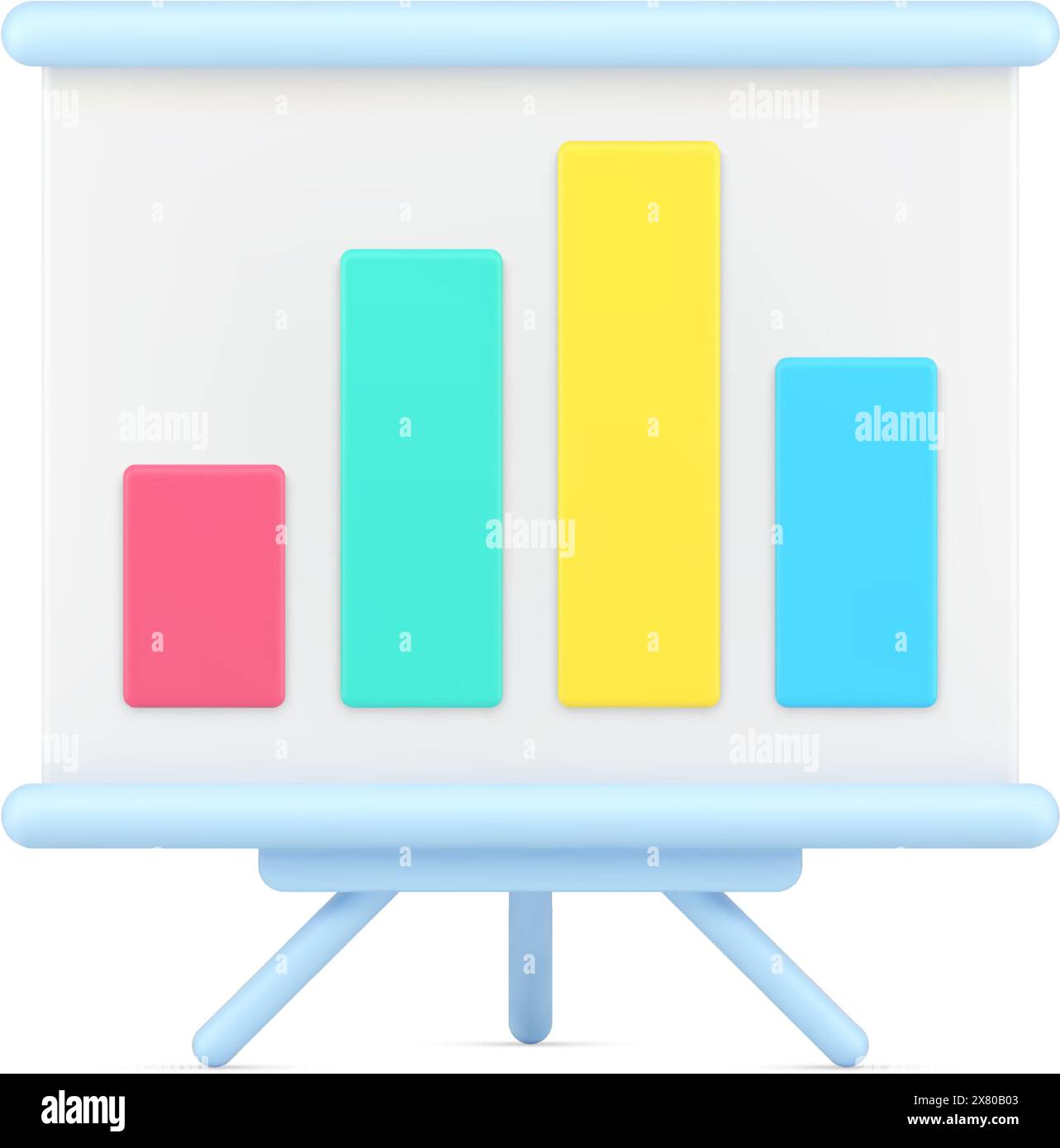 Stand with bar graphs 3d icon. Colored infographic pillars with ...