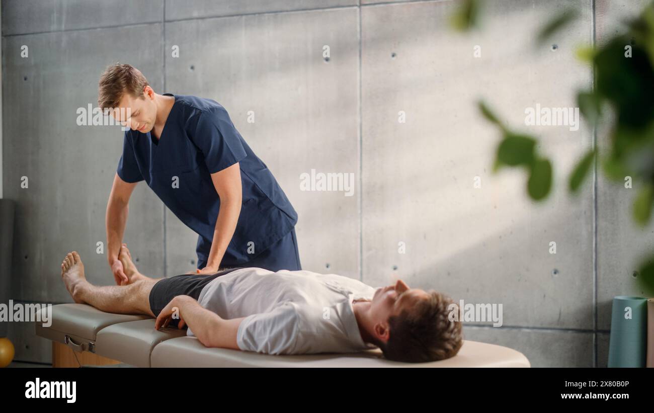 Professional Sport Physiotherapist Working on Specific Muscle Groups or ...