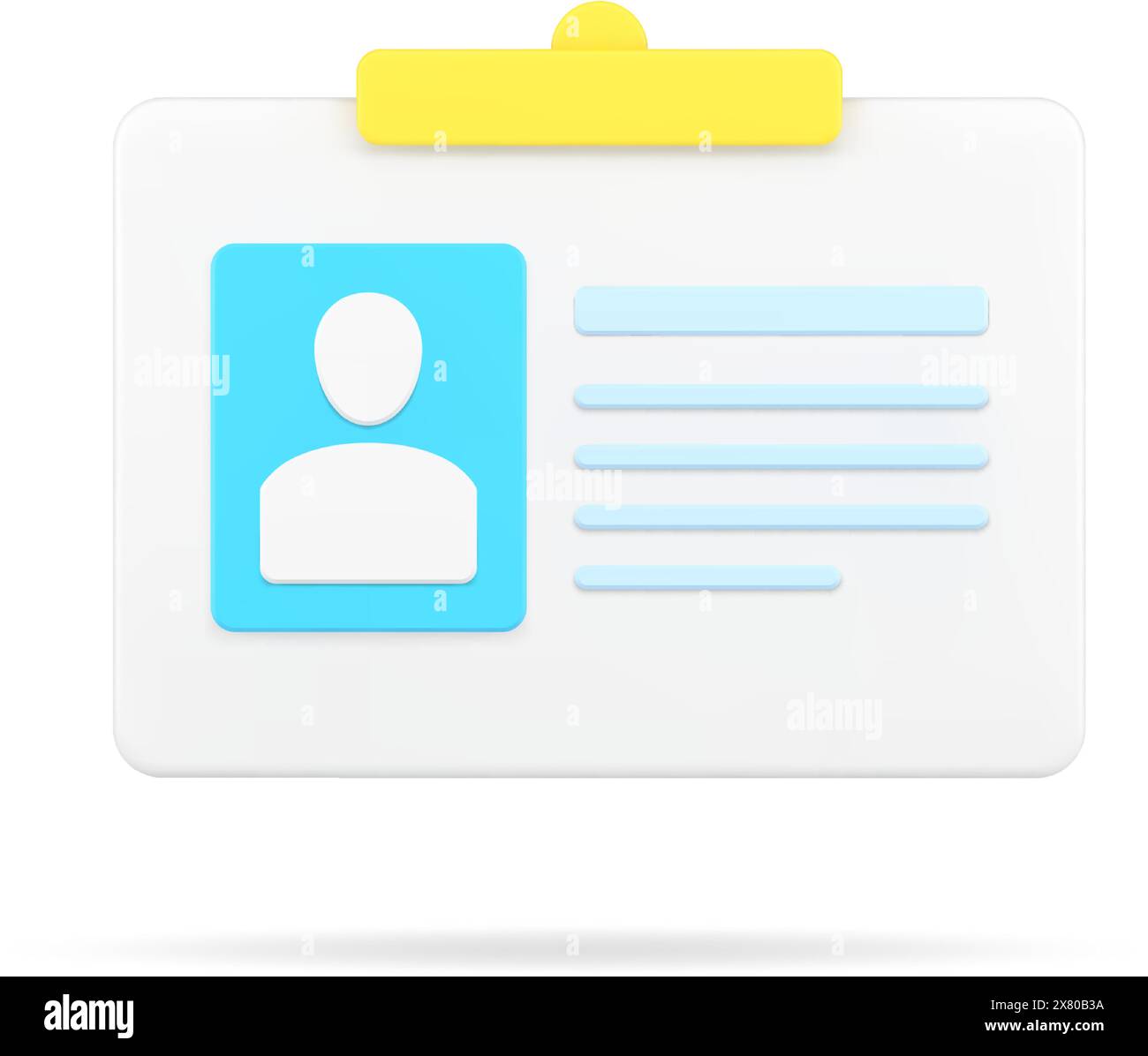 Badge with personal data 3d icon. ID card with user photo and ...