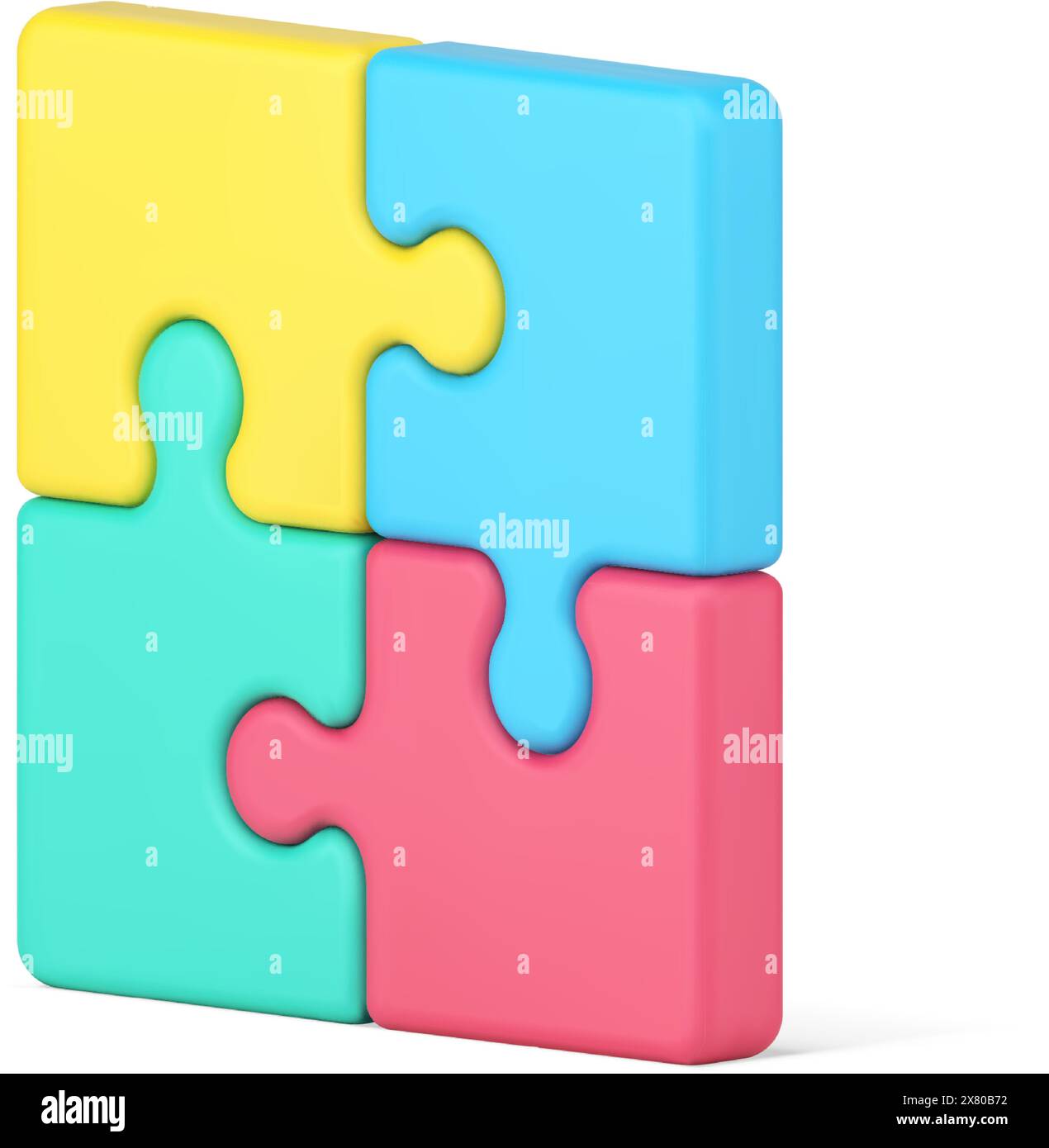Puzzle square 3d icon. Colored diagram with creative solution. Puzzle ...