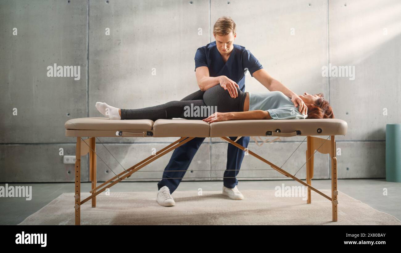 Professional Sport Physiotherapist Working on Specific Muscle Groups or ...