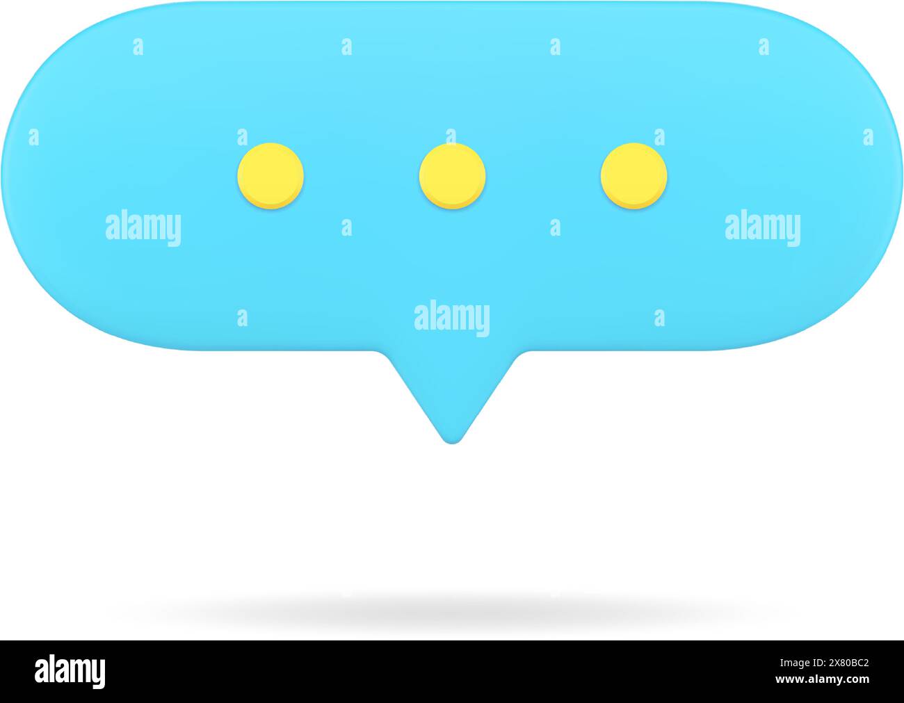 Blue web speech bubble 3d icon. Oval chat with text comments. Online ...