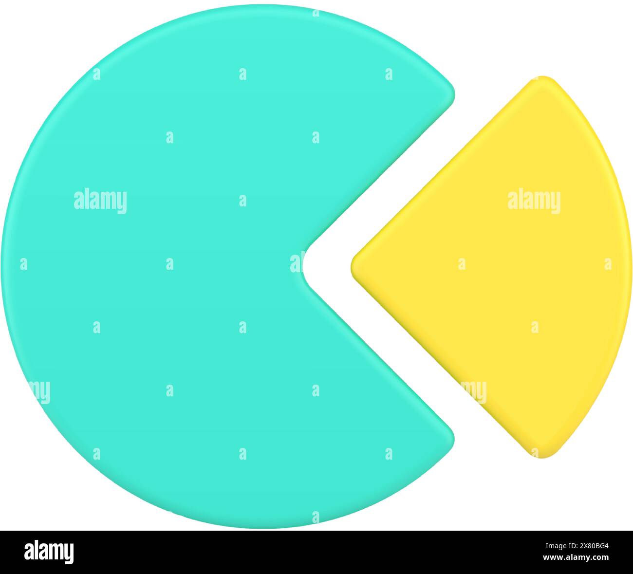 Pareto pie chart 3d icon. Green circle is 80 percent achievement and ...