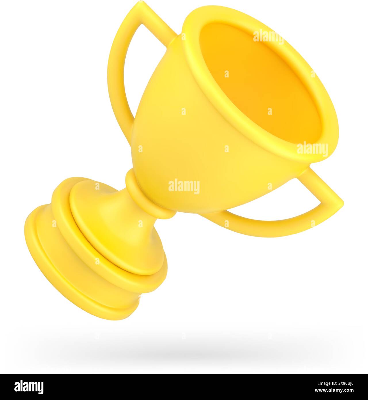 Yellow goblet trophy 3d icon. Realistic prize for successful champion ...