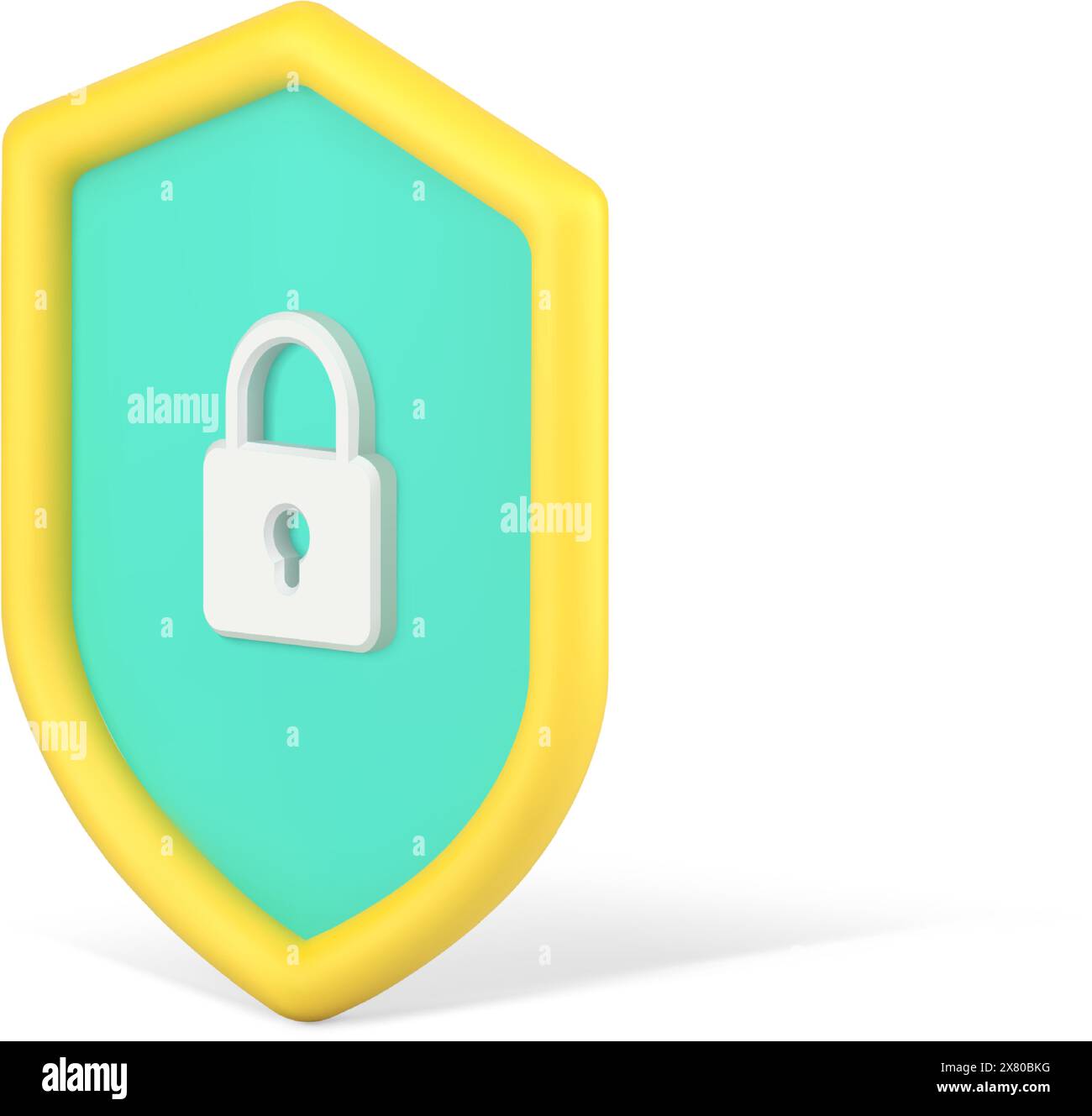 Web padlock on shield 3d icon. Safe and protection of users personal ...