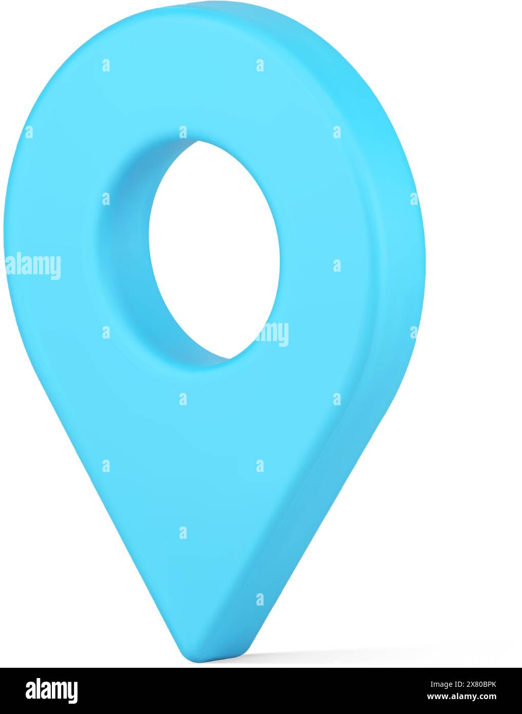 Web map marker 3d icon. Blue volumetric navigation symbol with target ...