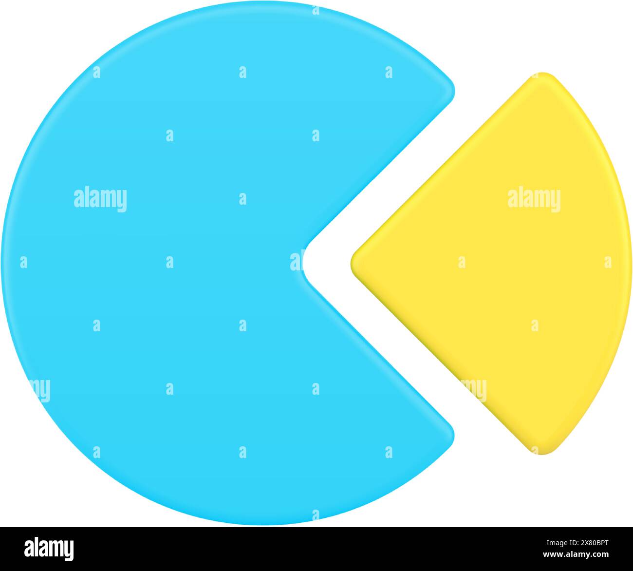 Realistic pareto pie chart 3d icon. Blue circle is 80 percent business ...