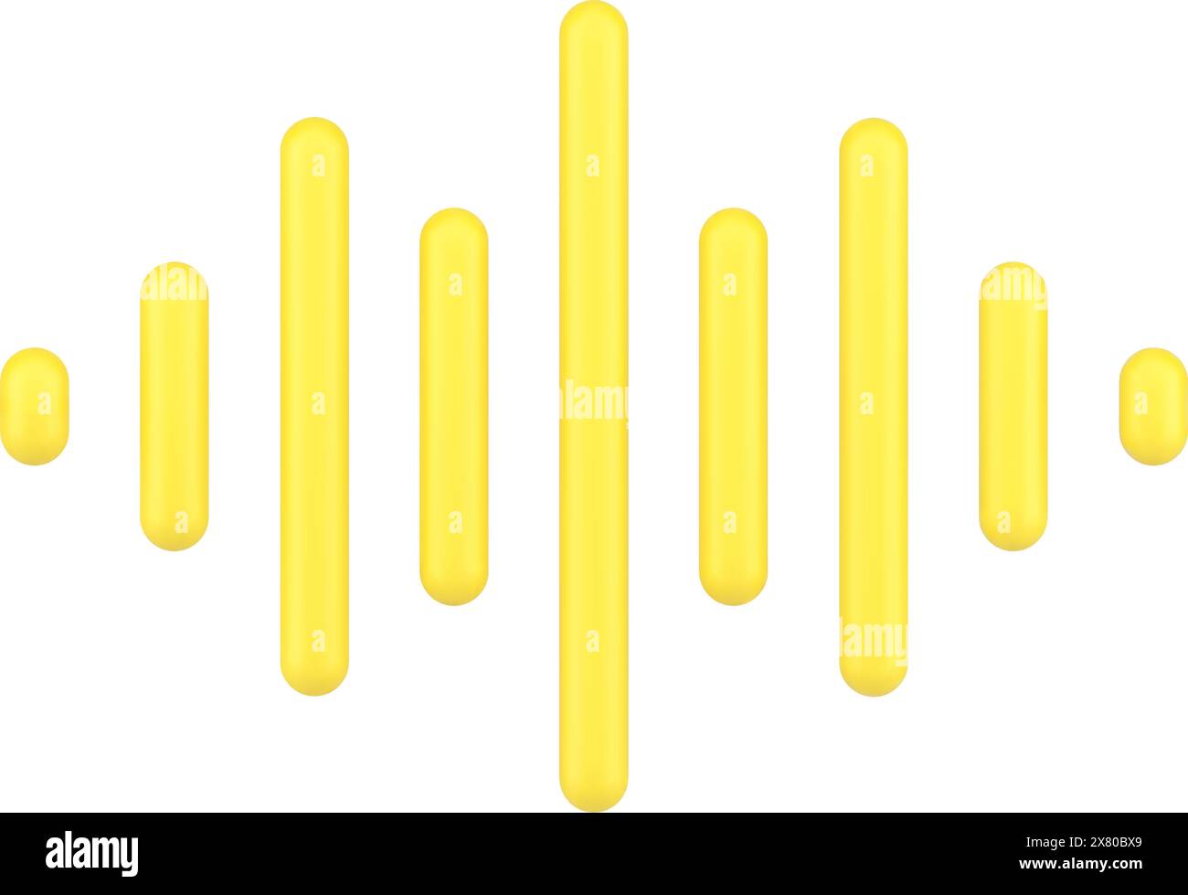 Sound wave 3d icon. Gold bars for voice and audio frequencies. Abstract ...