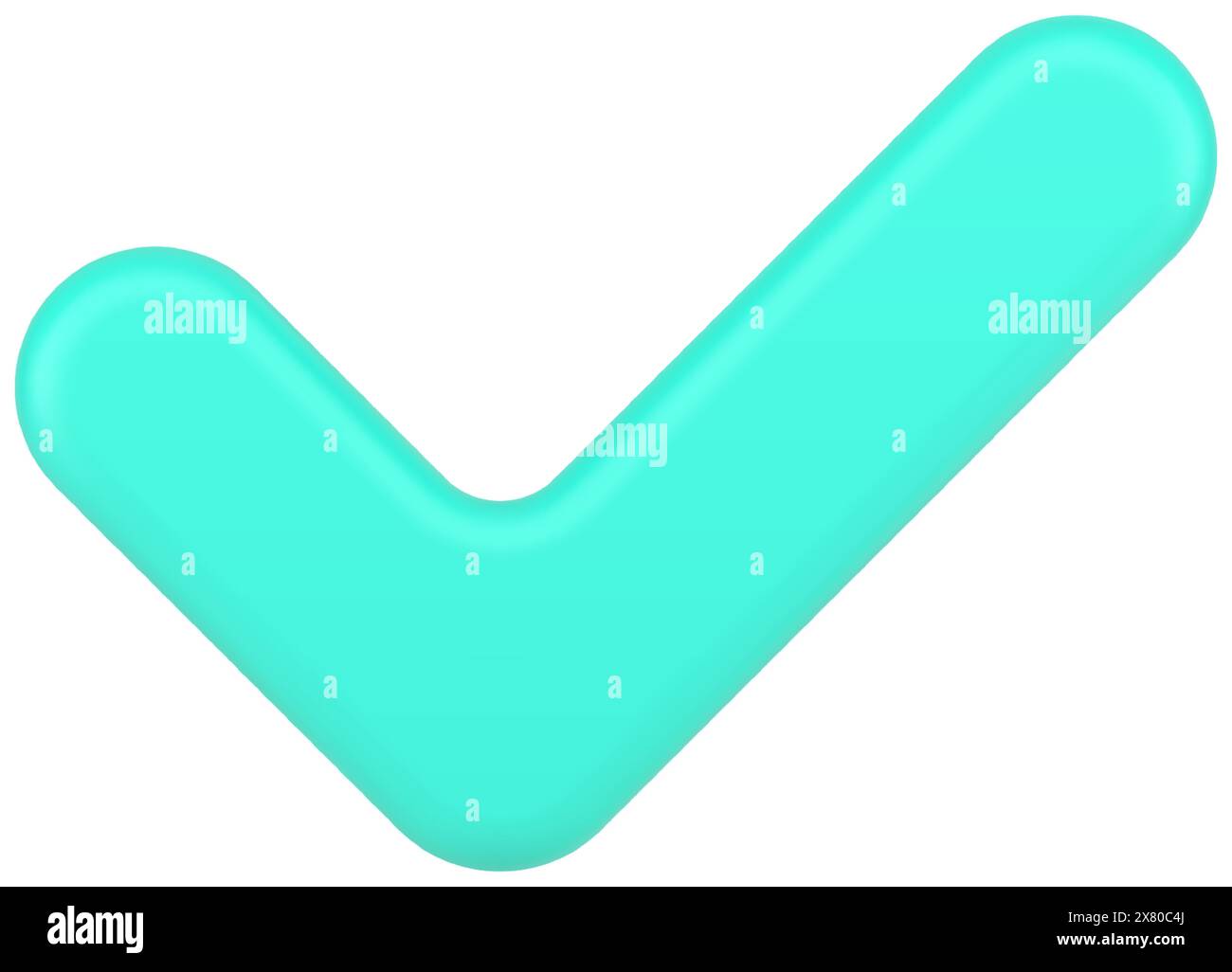 Consent check mark 3d icon. Turquoise symbol of user approval and trust ...