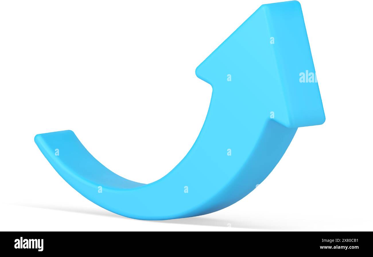Growth arrow 3d icon. Blue curved directional element. Indicator of ...