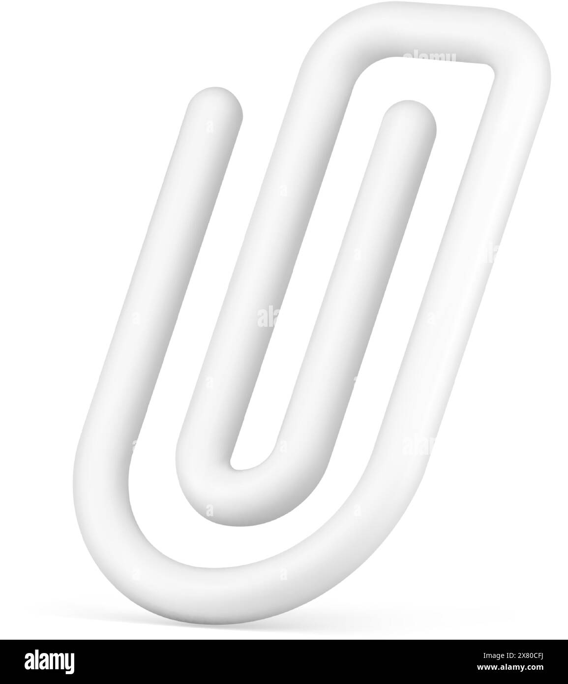 White office paper clip 3d icon. Equipment for fasteners reminder and ...