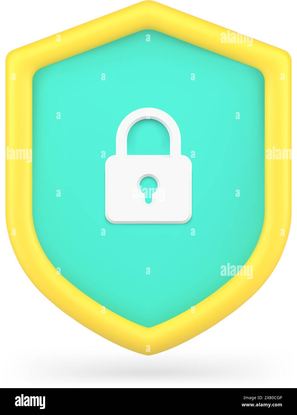 Security lock on shield 3d icon. Online safe and protection of users ...