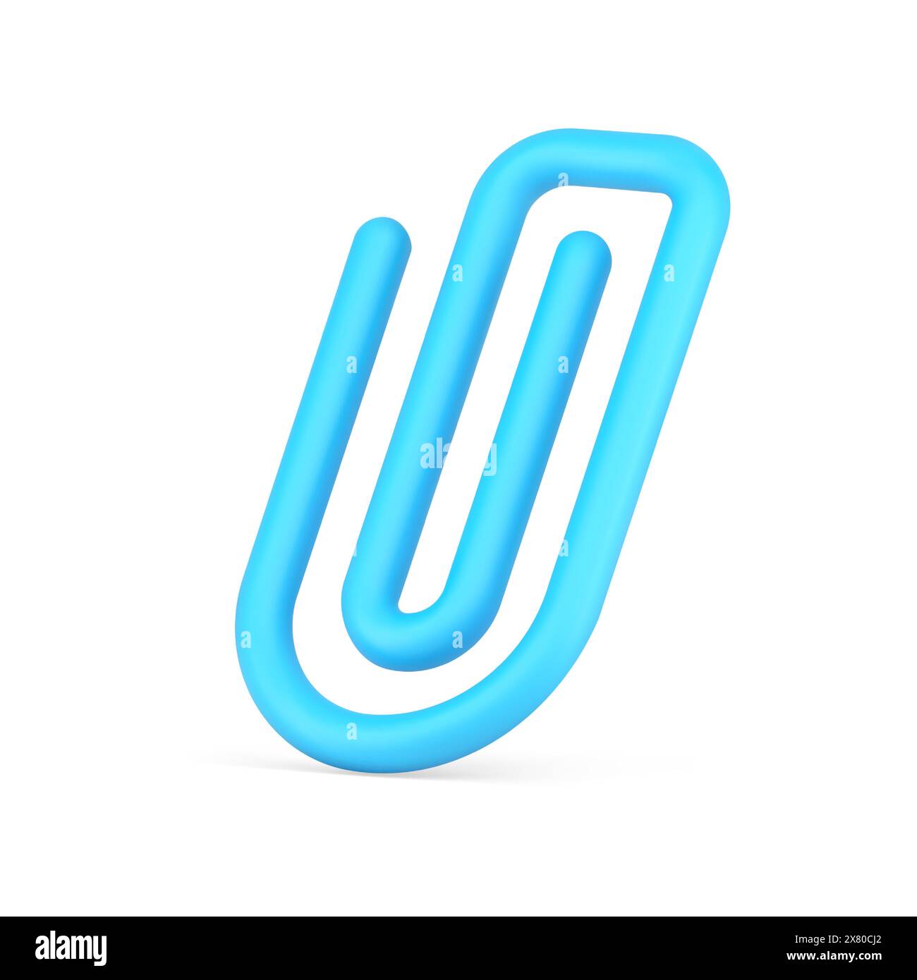 Plastic blue paper clip 3d icon. Tool for fasteners reminder and ...