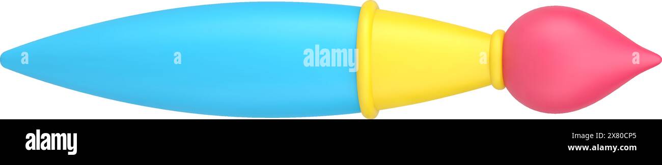 Artistic brush 3d icon. Blue symbol of creative creativity with red ...