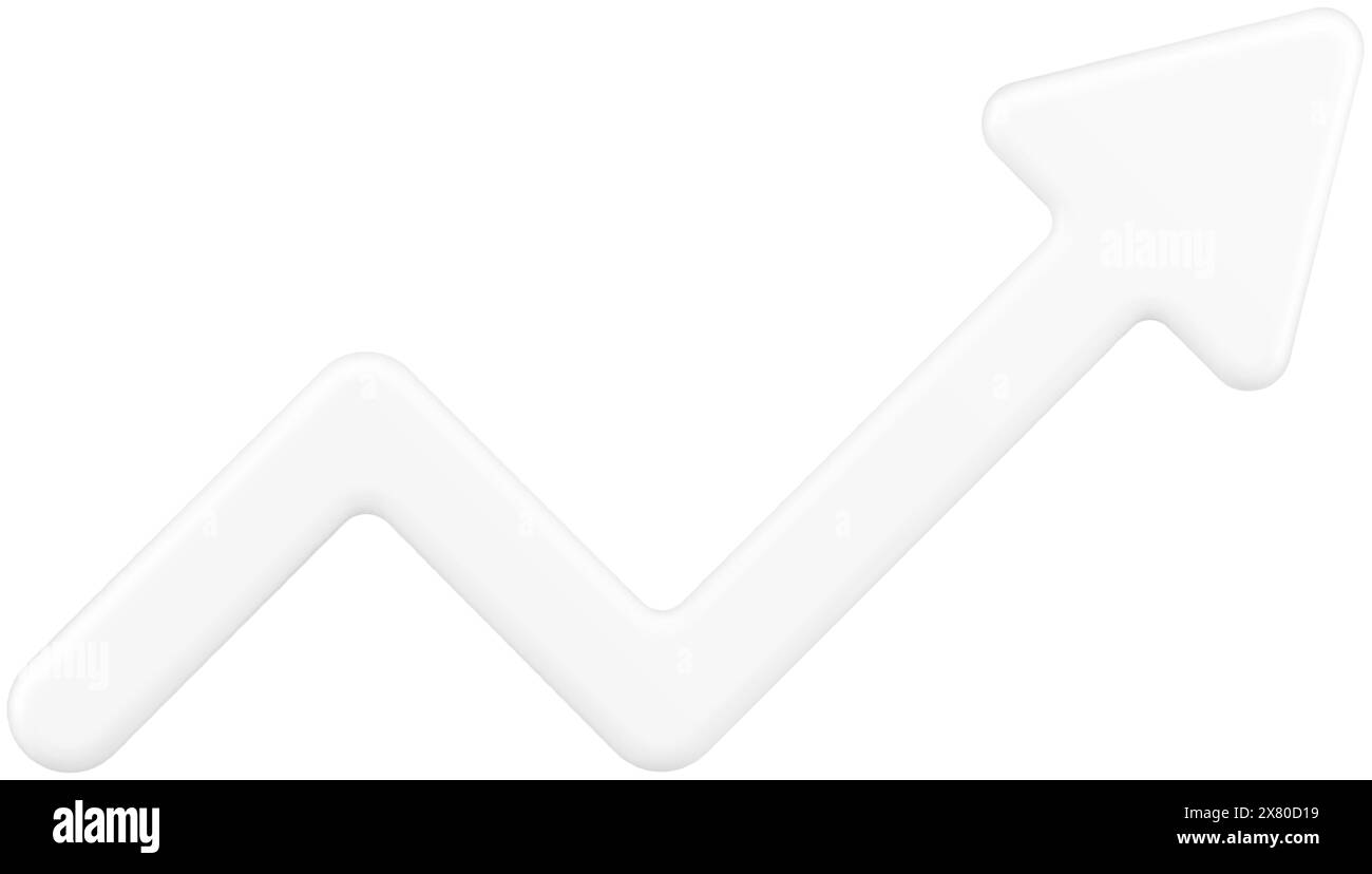 White growth graph arrow 3d icon. Data in marketing and sales. Big ...