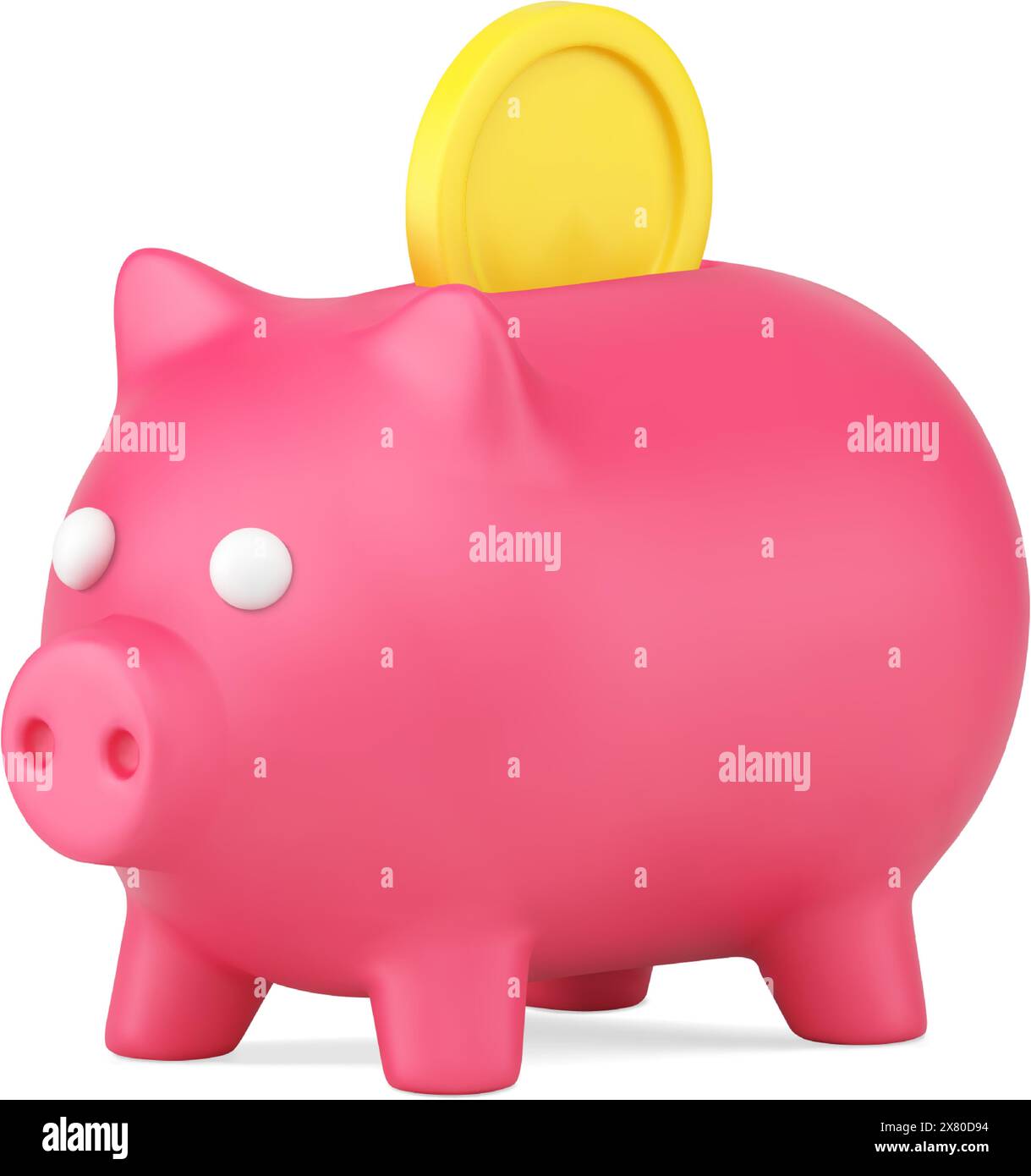 Pink piggy bank with gold coin 3d icon. Vault for cash and savings ...