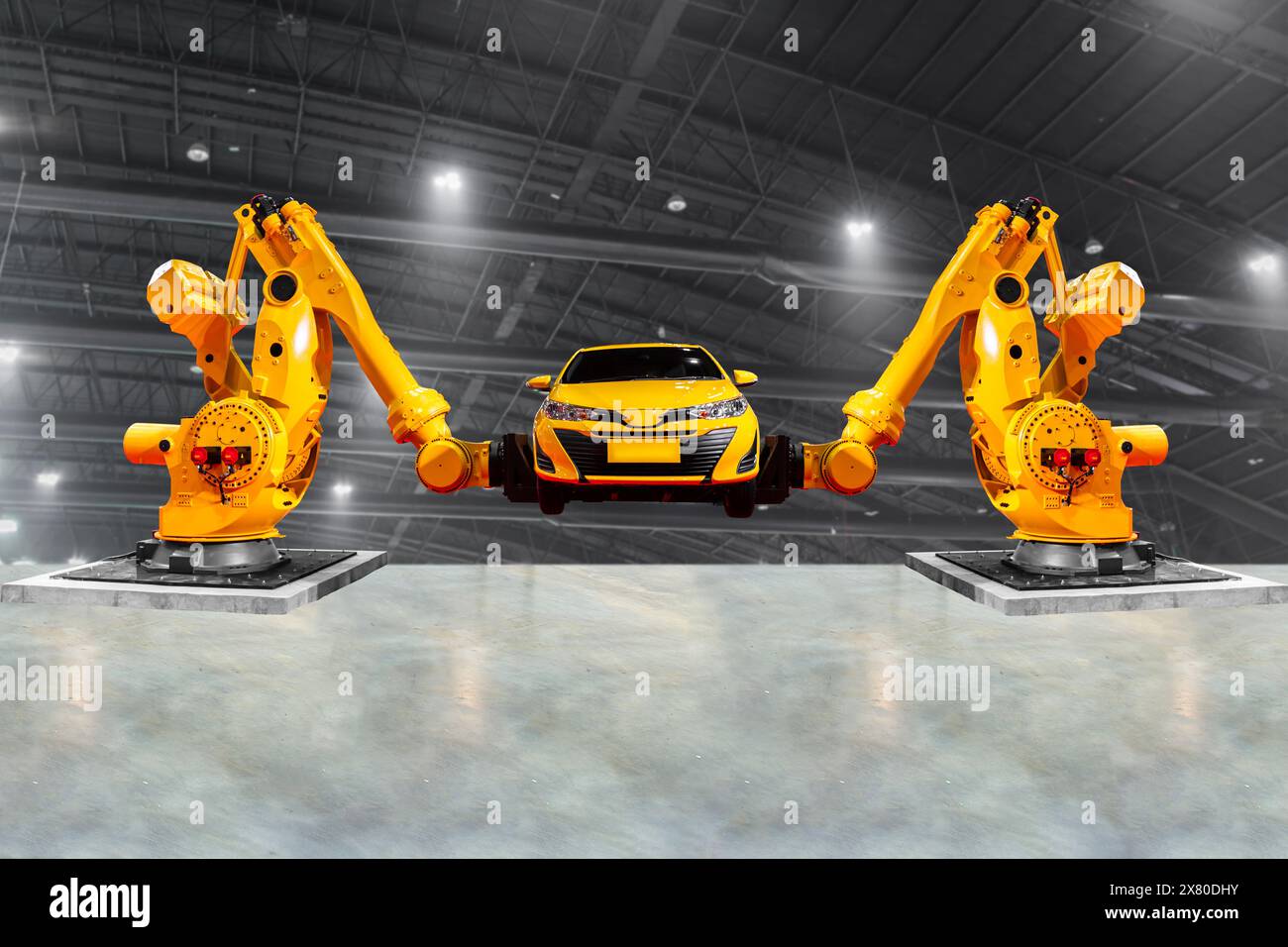 Automated Robot Arm Assembly Line Manufacturing High-Tech Green Energy ...