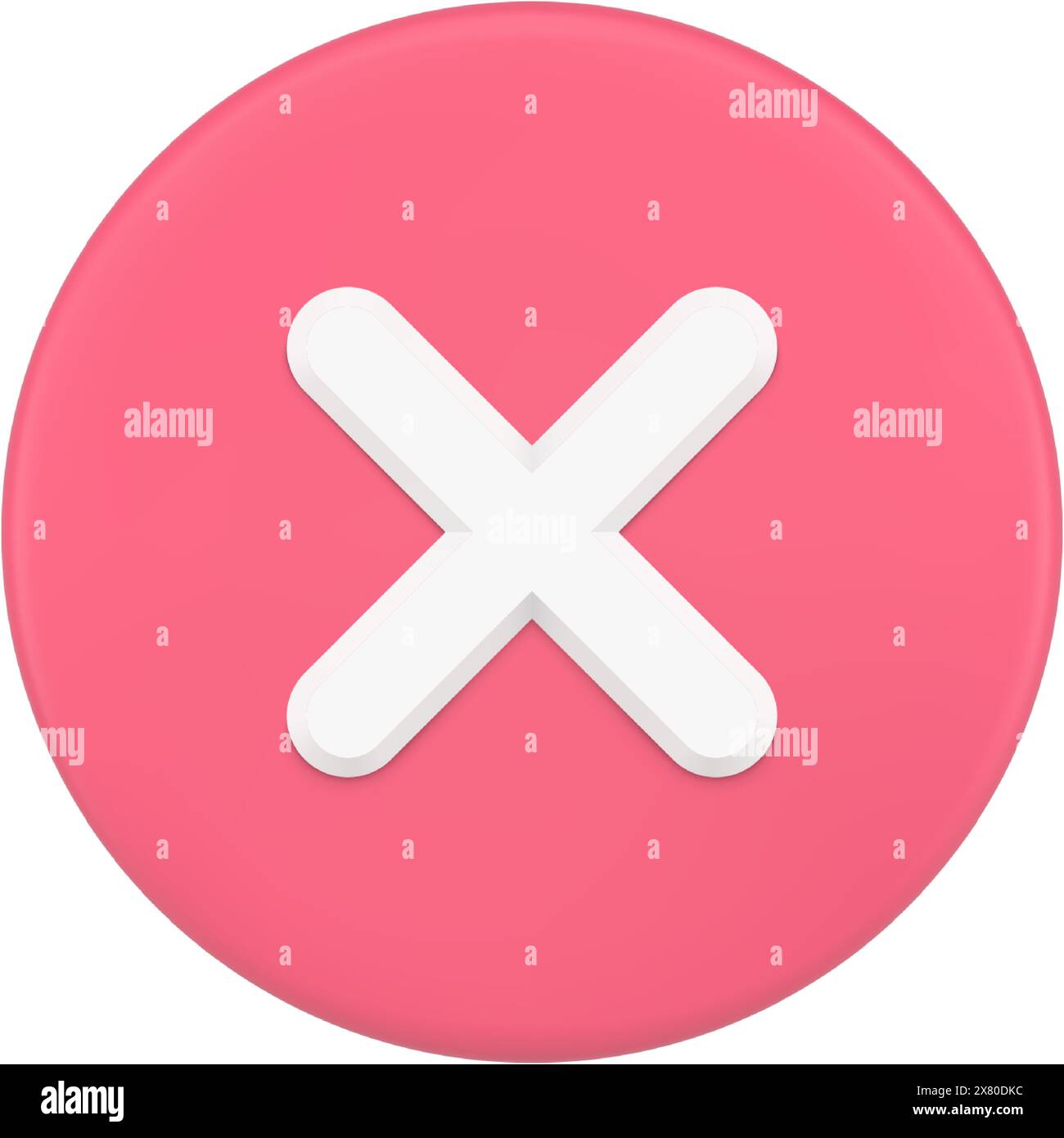 Simple red 3d cross icon button vector illustration. Infographic symbol of reject, decline ...