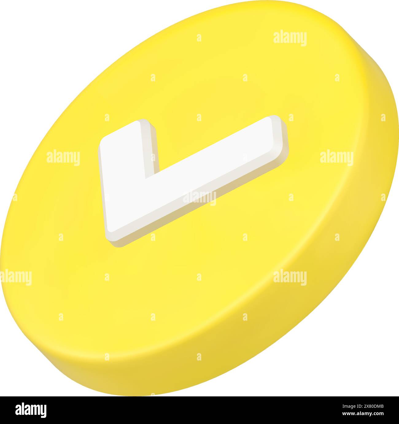 White check mark in yellow circle 3d icon. Recognized designation of ...