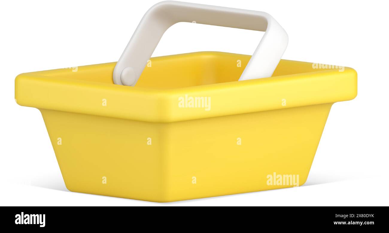 Yellow plastic empty supermarket cart carrying goods 3d icon vector ...
