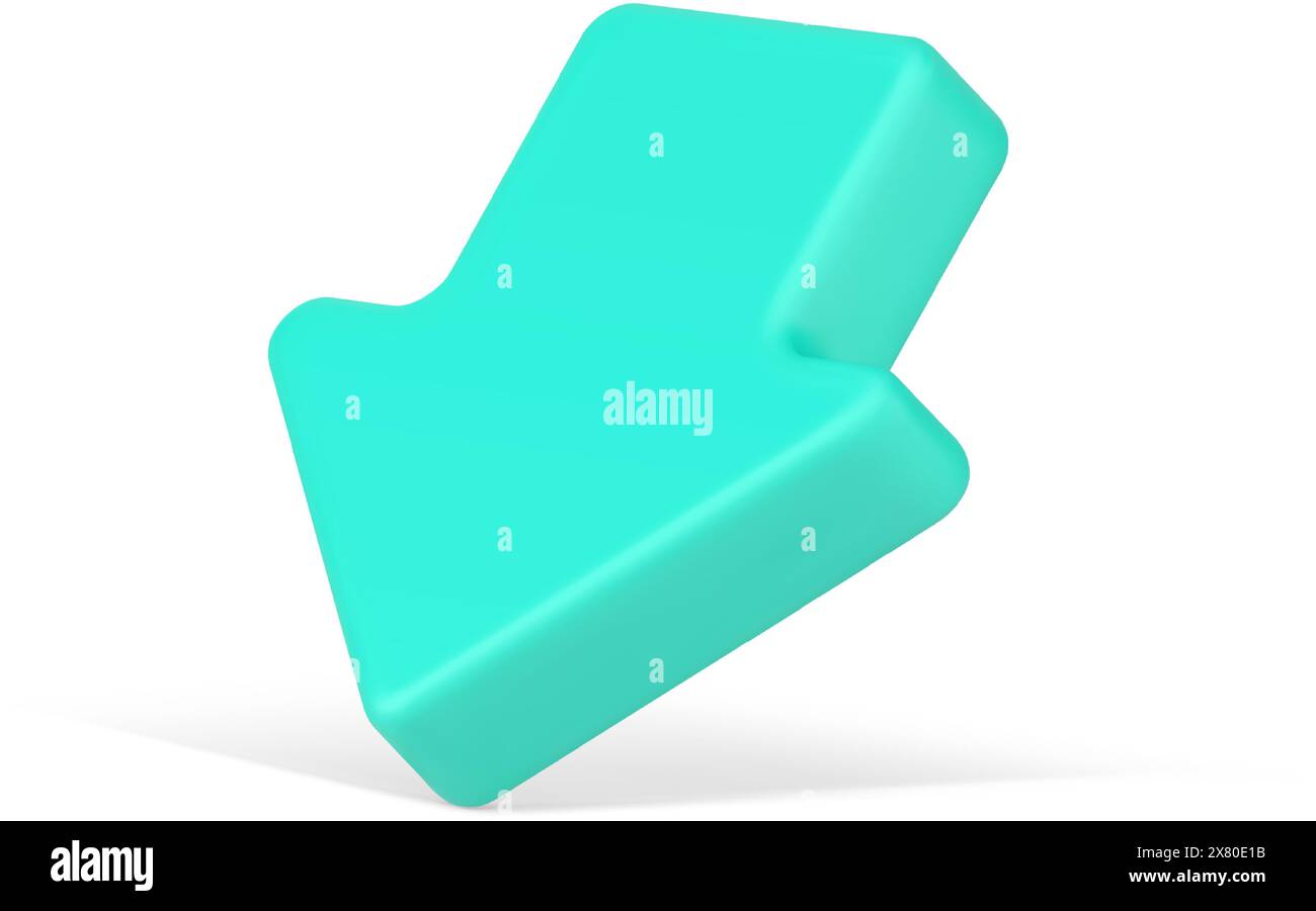 Green down arrow 3d icon. Minimalistic movement symbol. Indicator of ...