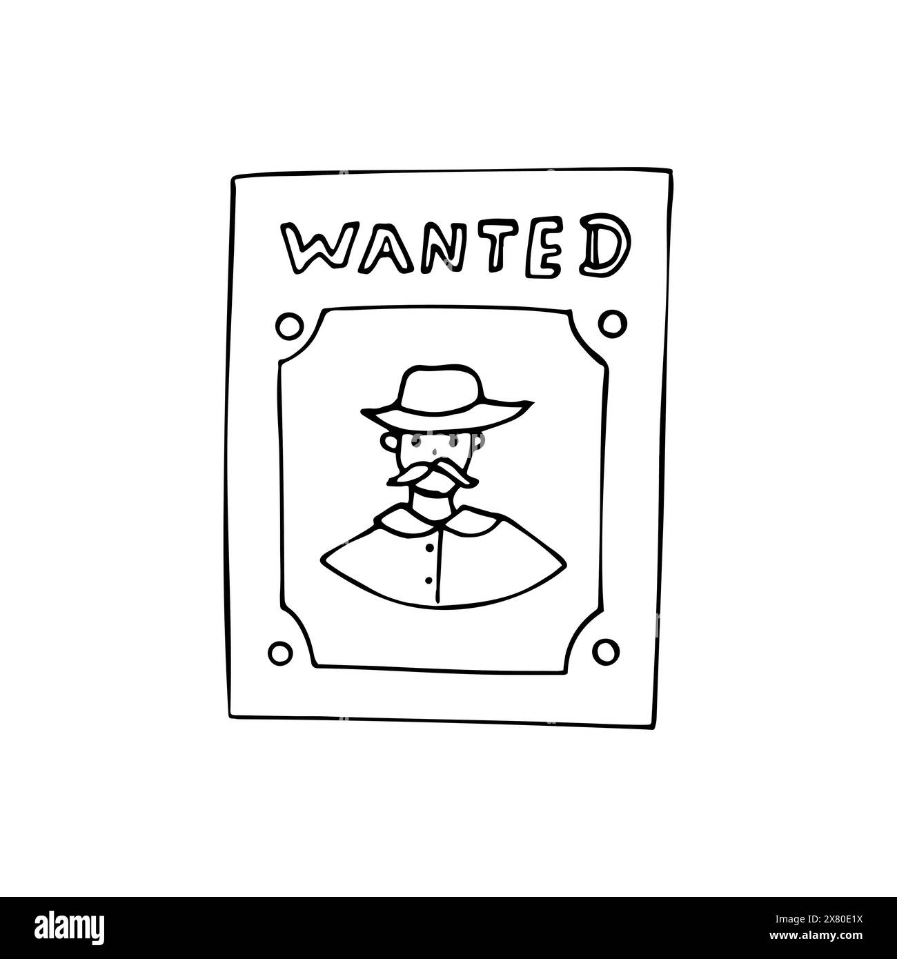 Hand-drawn Wanted vintage western poster. Crime outlaw. Wanted for ...