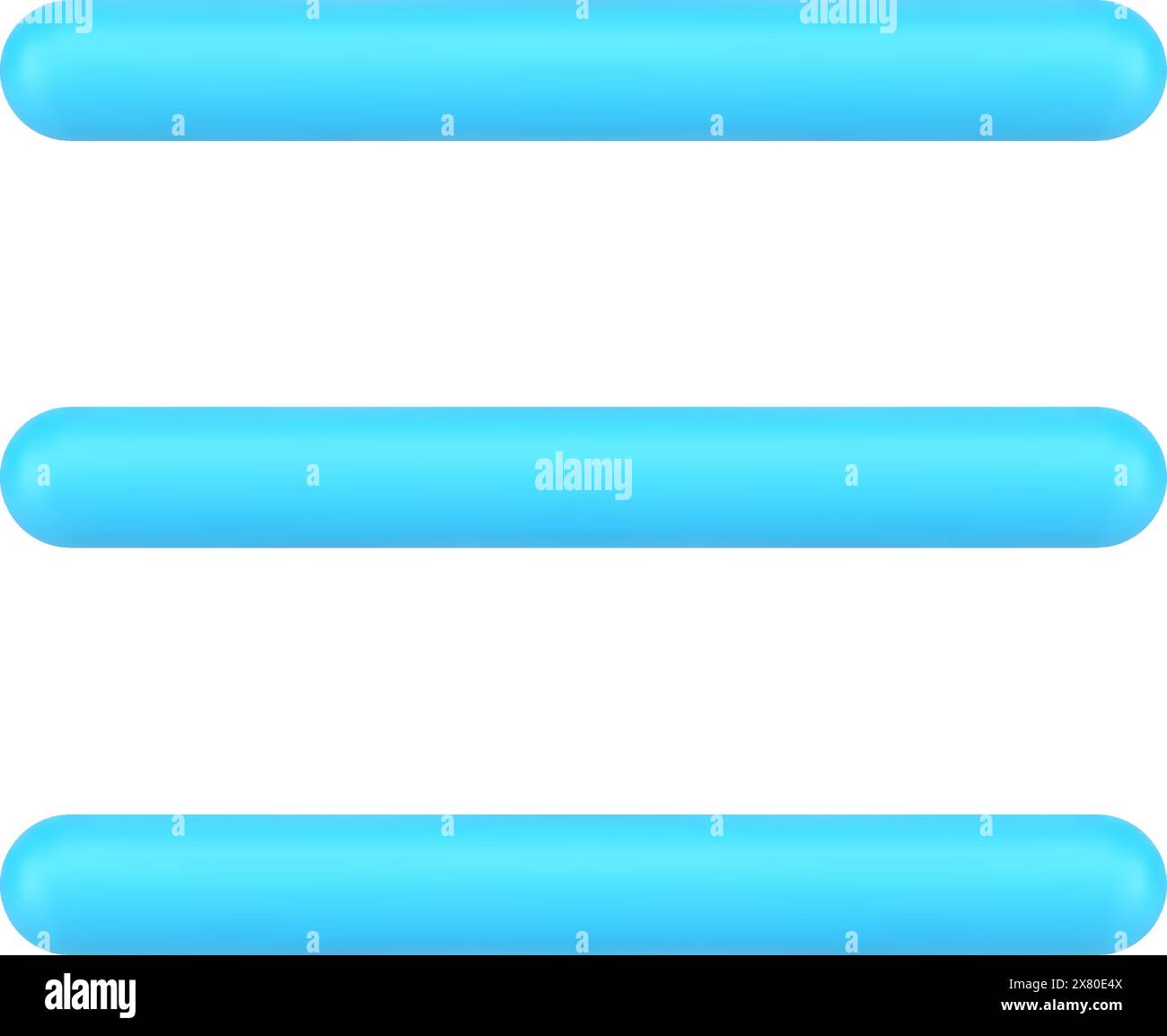 Blue hamburger menu 3d icon for website ui. Minimalistic stripes of ...