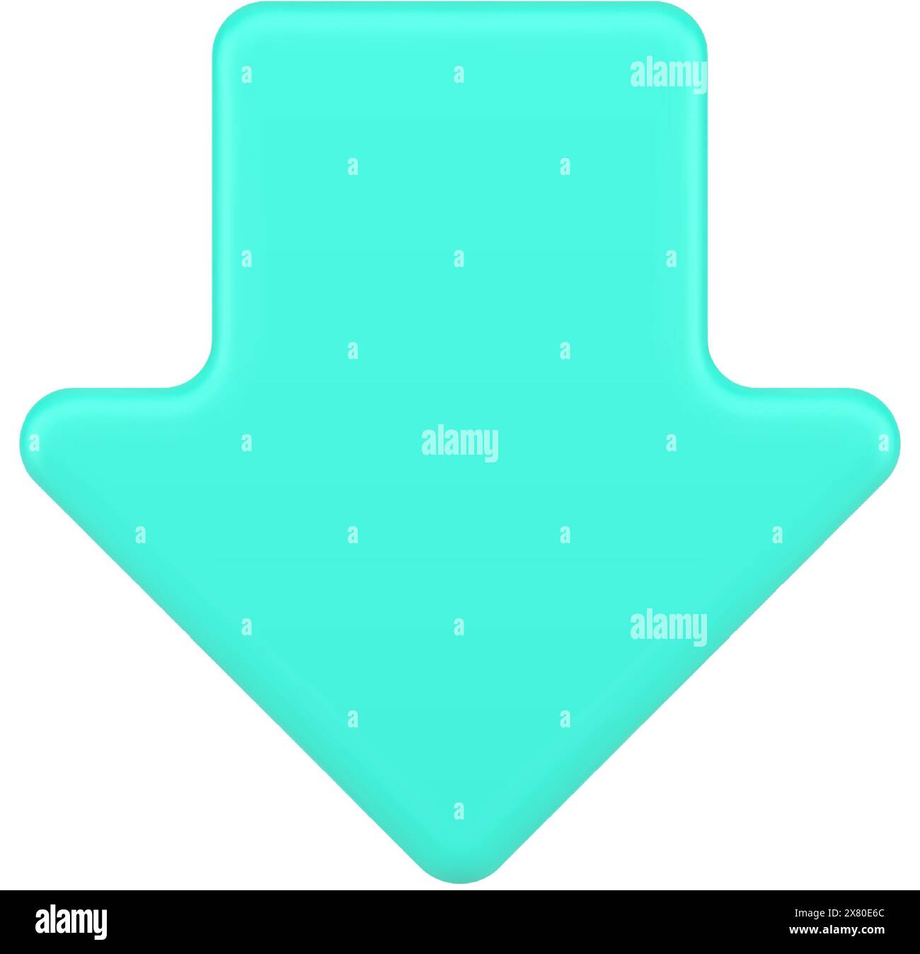 Turquoise down arrow 3d icon. Downward movement symbol. Indicator of ...