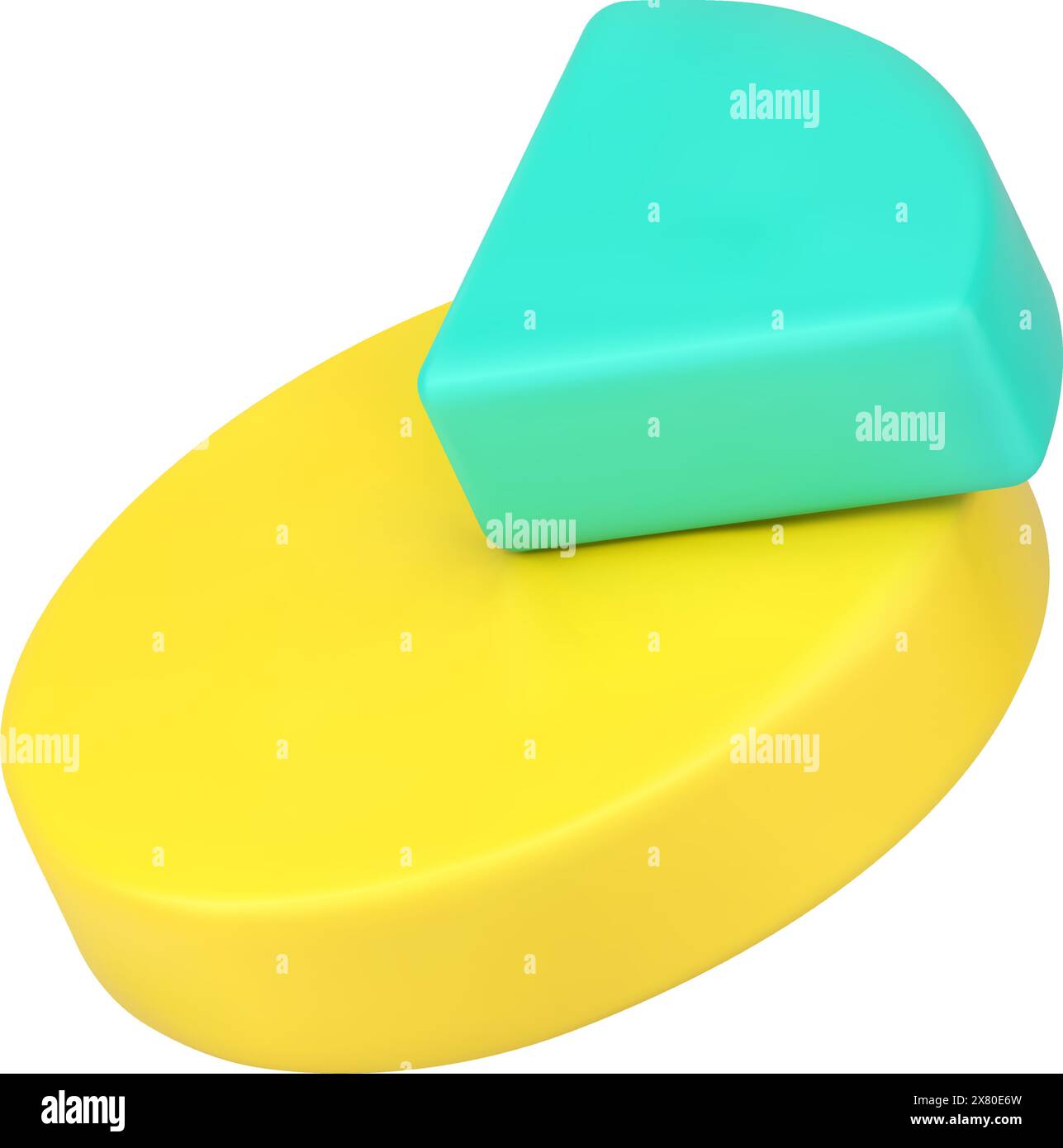 Statistics pie chart 3d icon. Infographic yellow circle with green part ...
