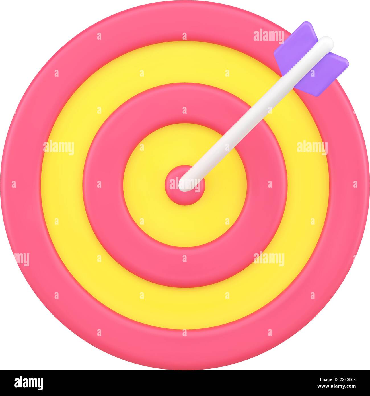 Target 3d icon. Dart with pink and yellow cozzentric circles and white ...