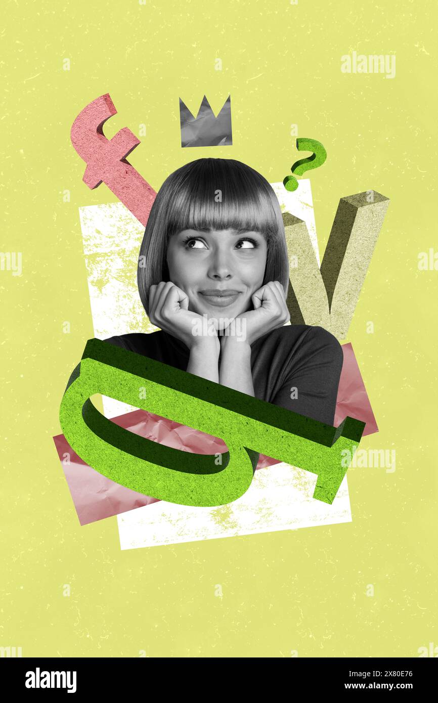 Vertical photo collage of happy girl wear crown ceremony celebration ...