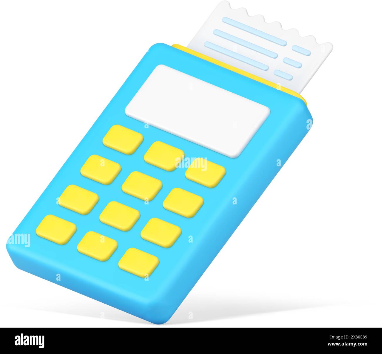 Blue terminal for printing receipts 3d icon. Device for issuing cash ...