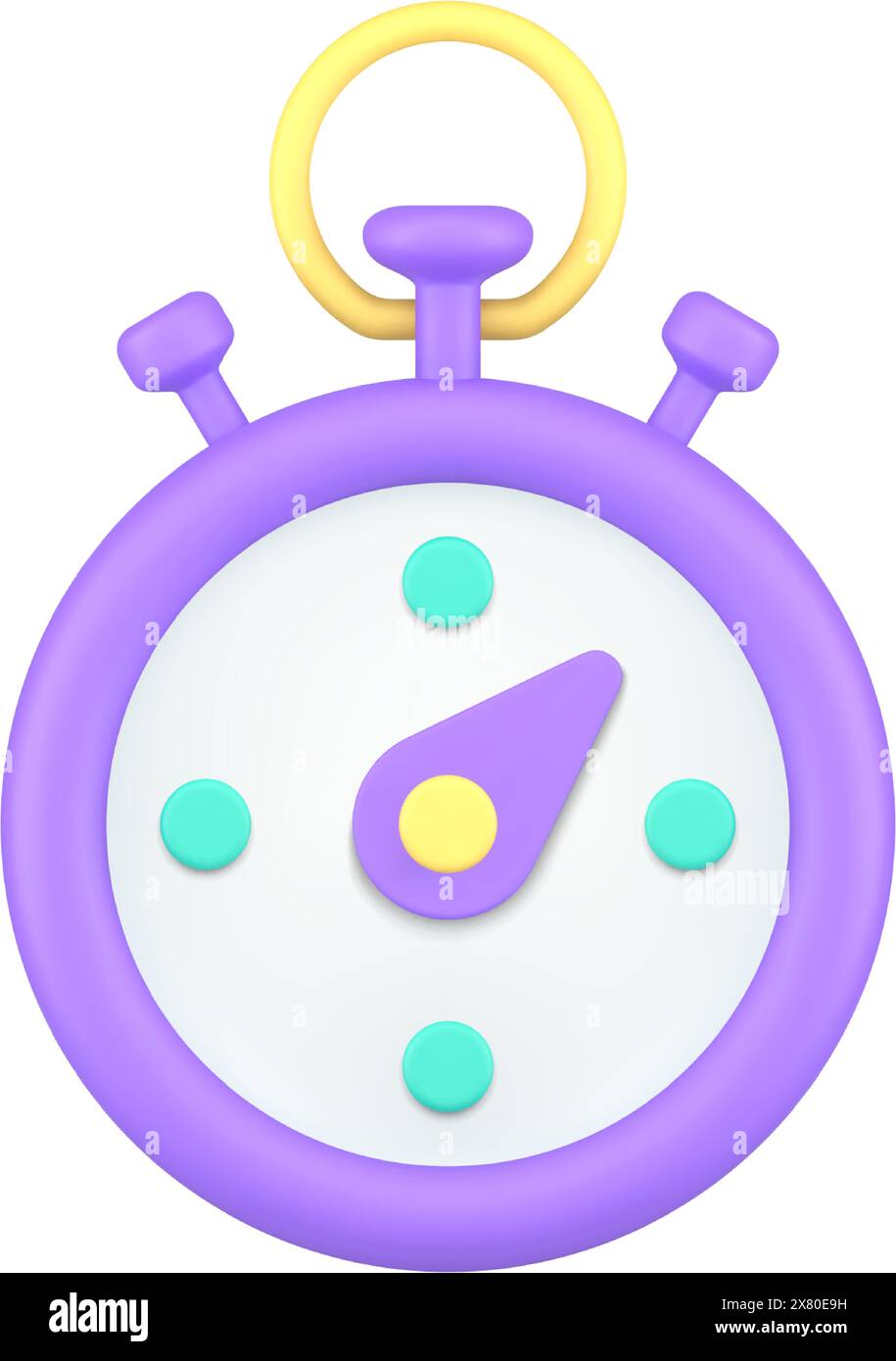 Purple stopwatch with arrow for checking fast time measurement 3d icon ...