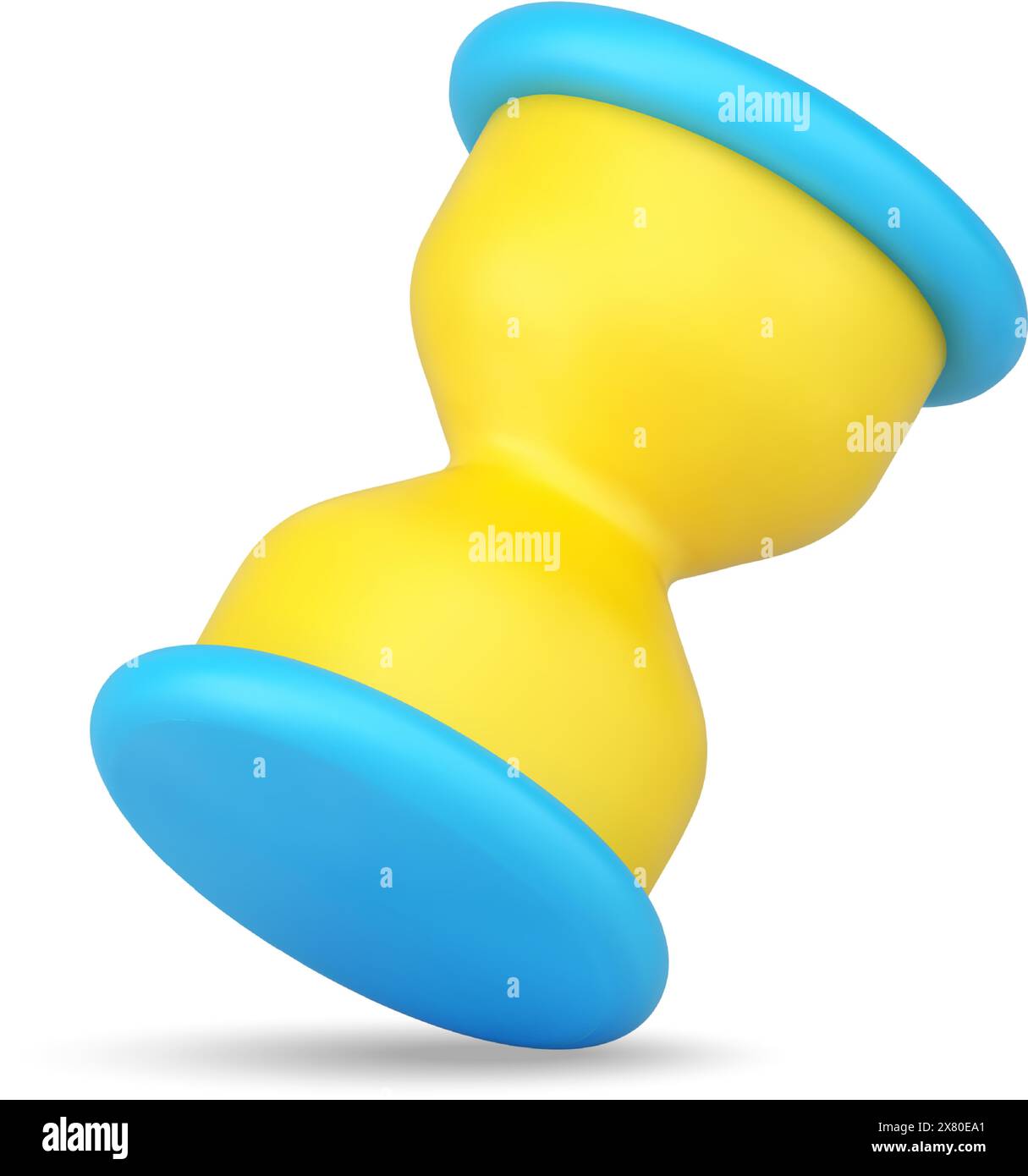 Hourglass 3d icon. Yellow object with blue lids and shadow. Abstract ...