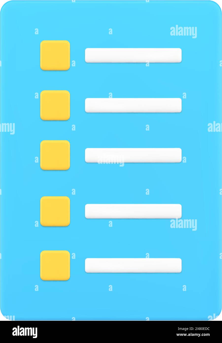 Blue simple modern checklist with yellow checkbox and line 3d icon ...