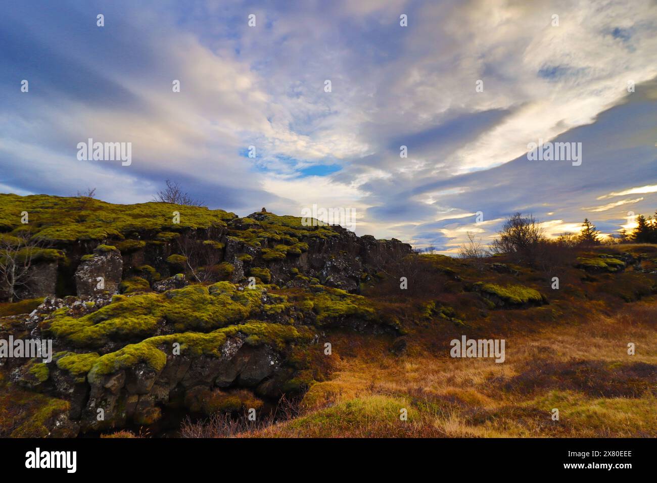 Landscapes in Thingvellir National Park in Iceland. Lakes and ...