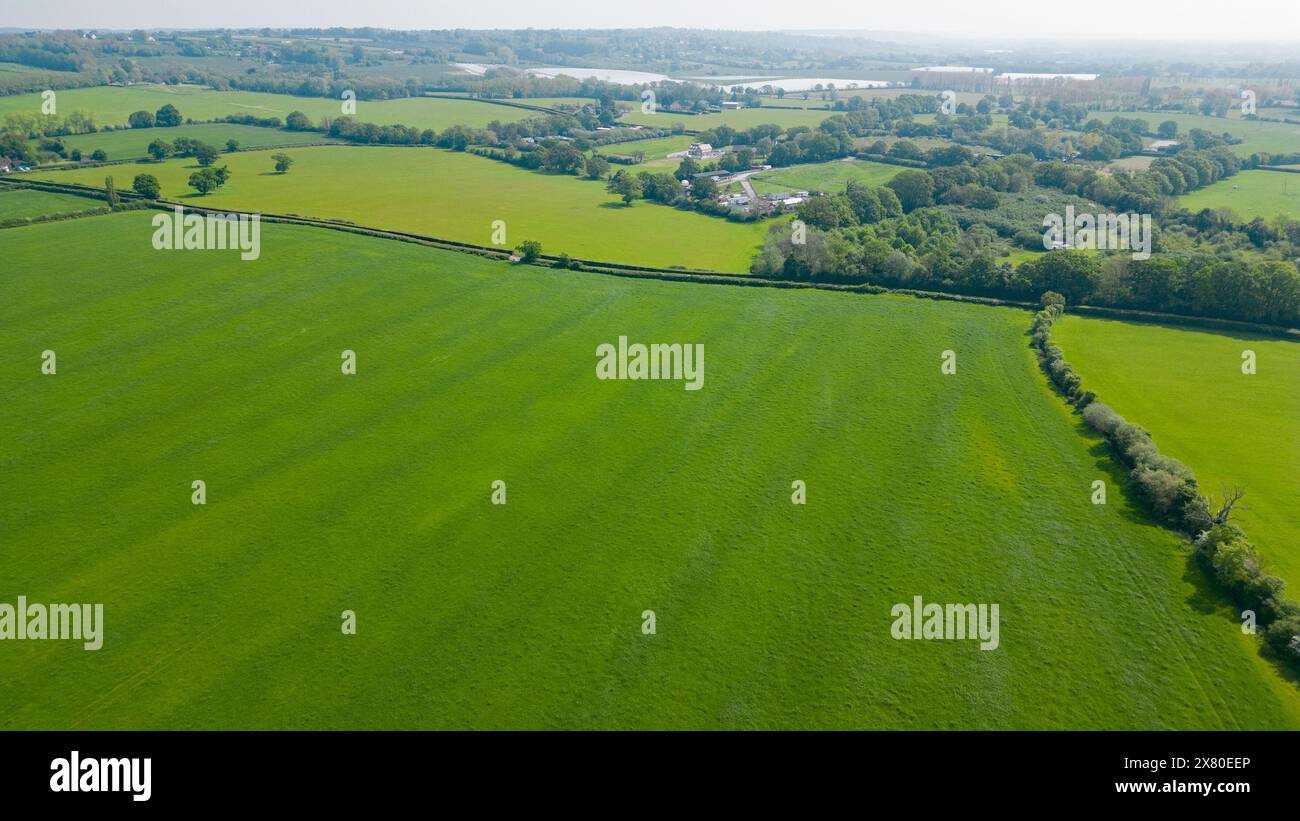 Aerial view of the Weald of Kent near the village of Boughton ...