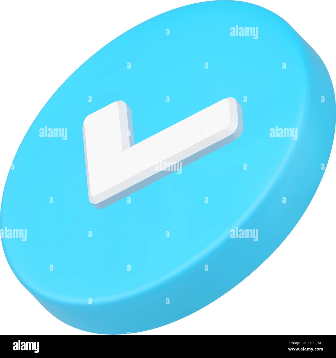 White volumetric check mark in blue circle 3d icon. Confirmation ...