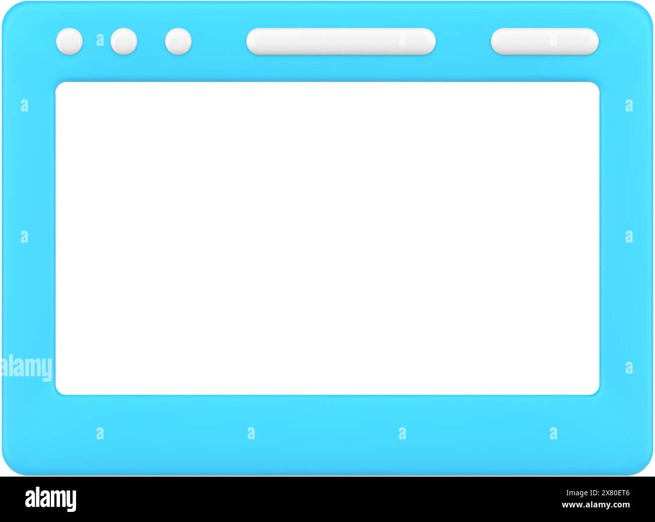 Simple website 3d icon tablet screen button vector illustration. Web ...