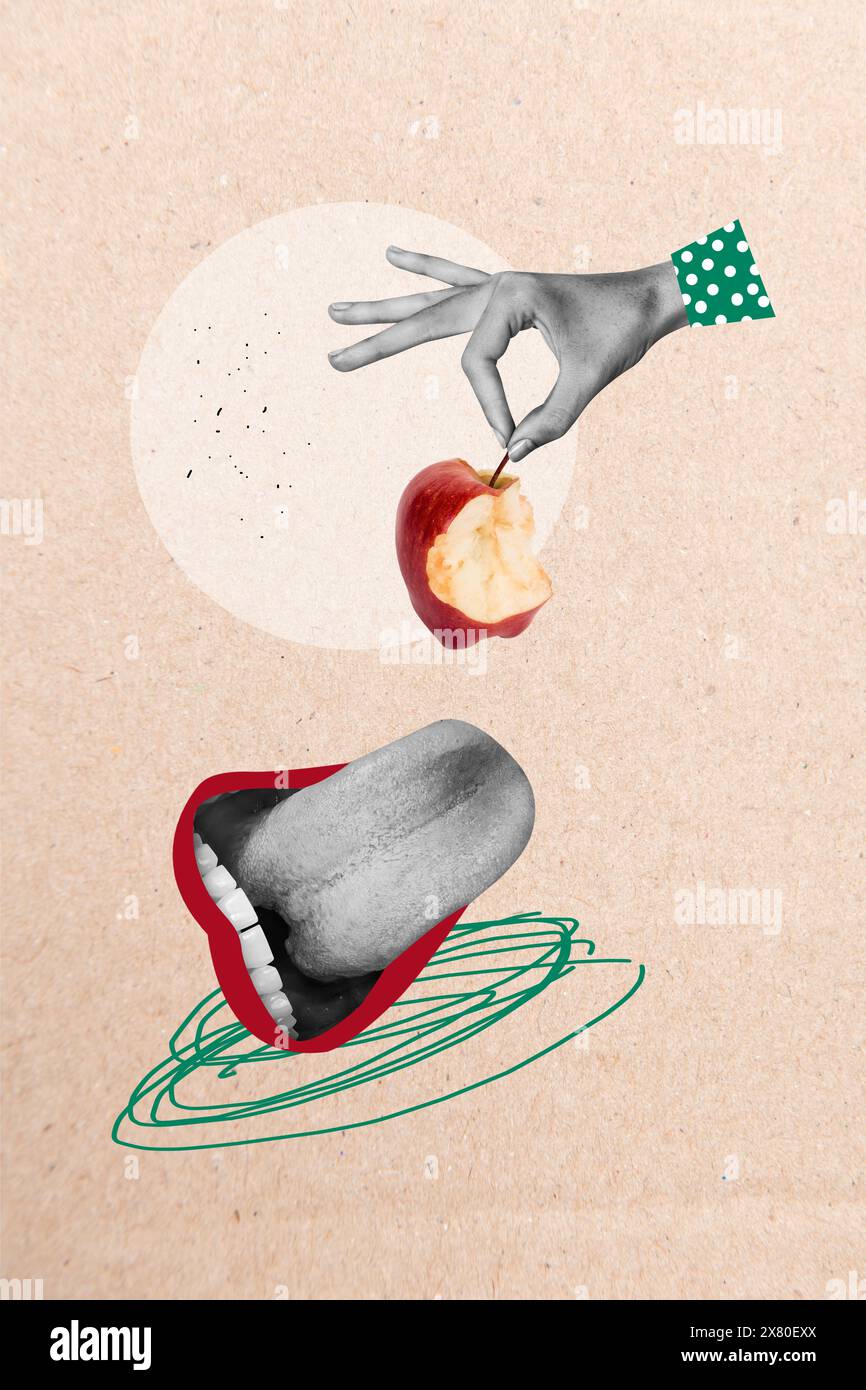 Vertical creative image collage mouth caricature psychedelic concept ...